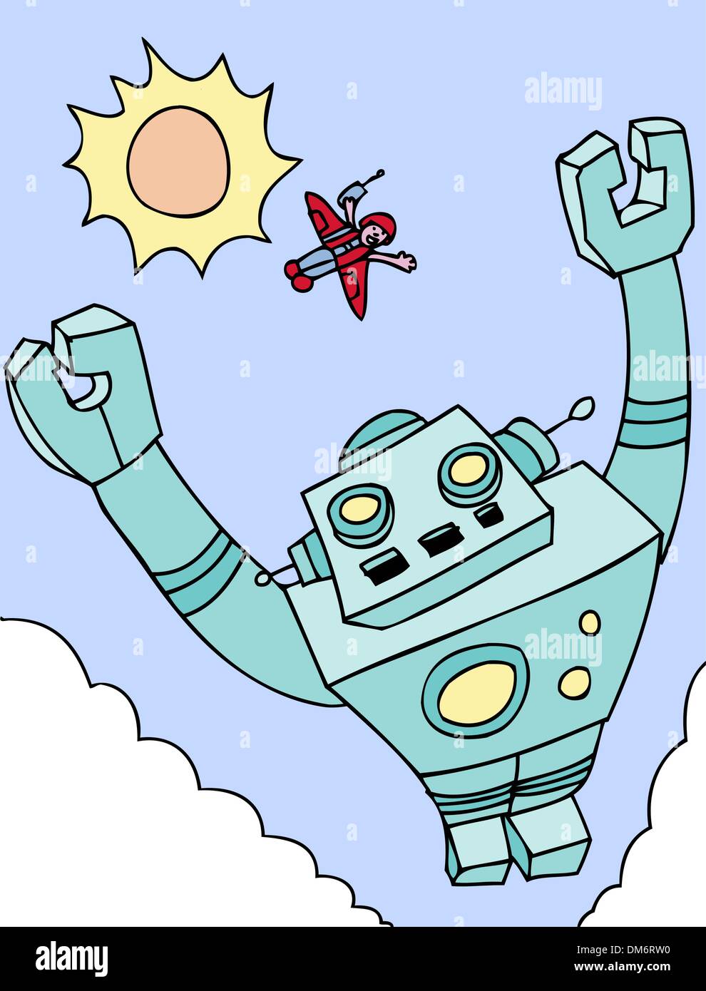 Flying Giant Robot Stock Vector Image & Art - Alamy