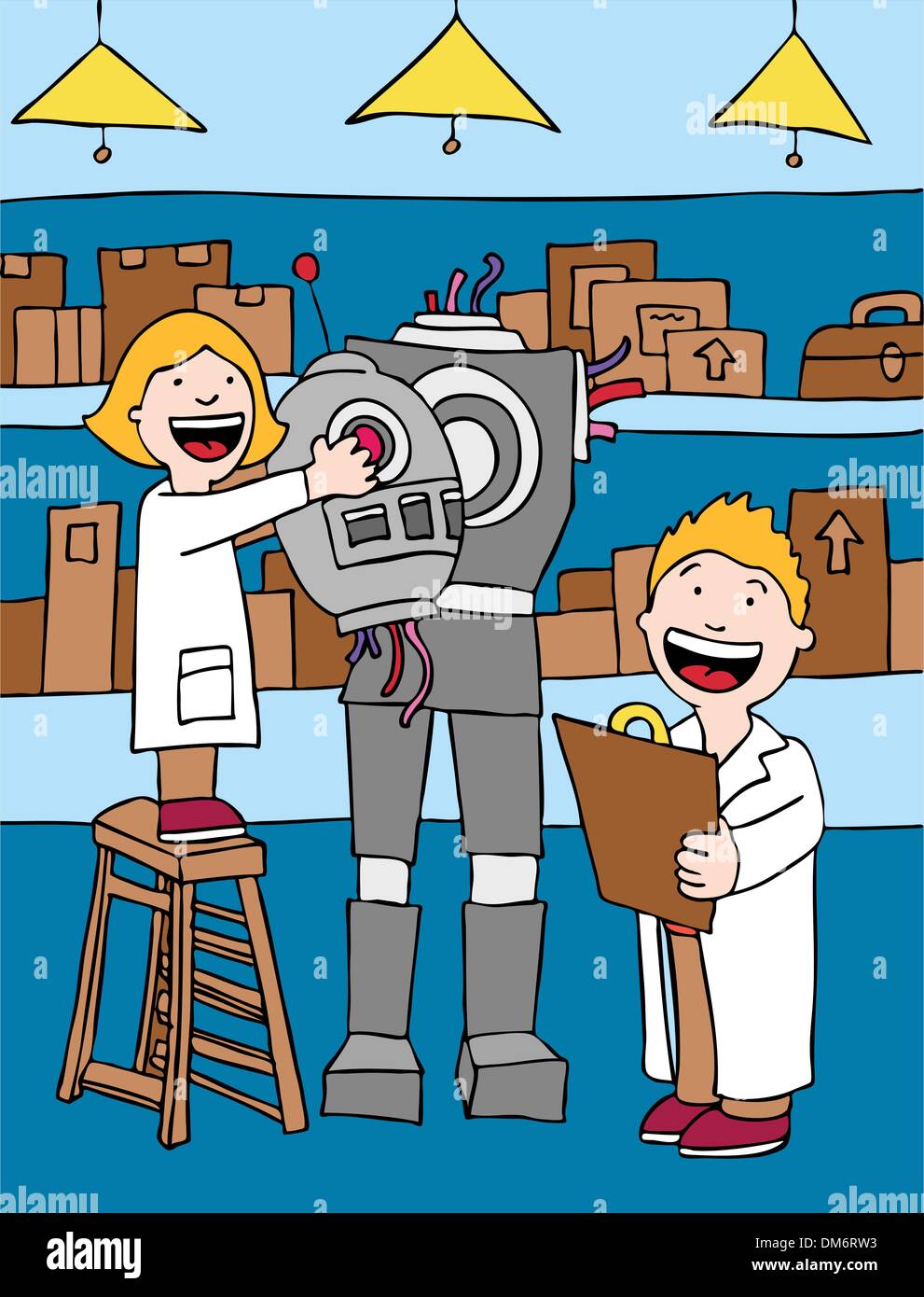 Kids making Robot Stock Vector Image & Art - Alamy