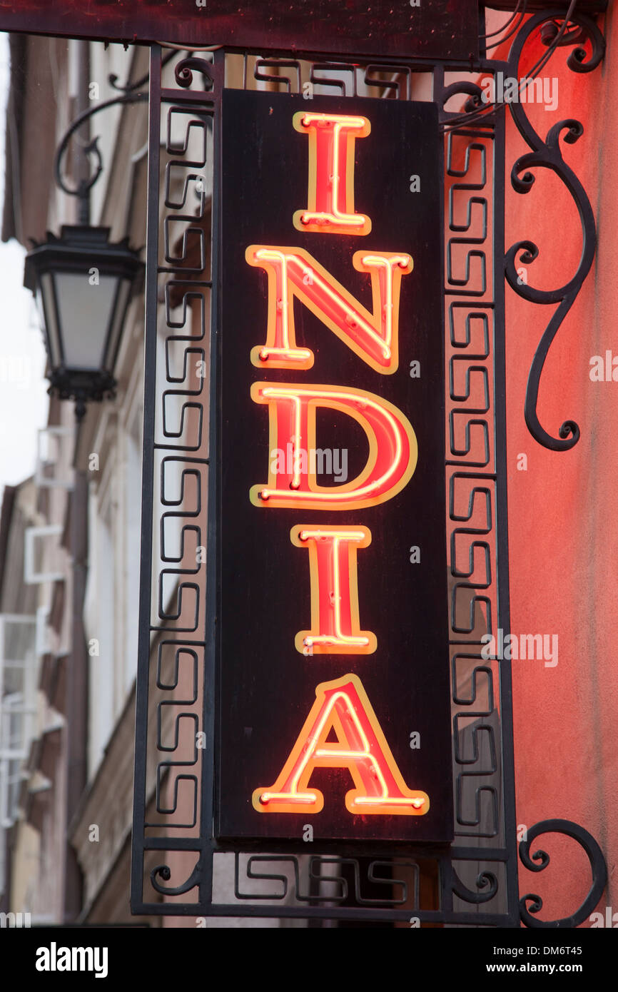 Illuminated India Sign in Urban Setting Stock Photo - Alamy