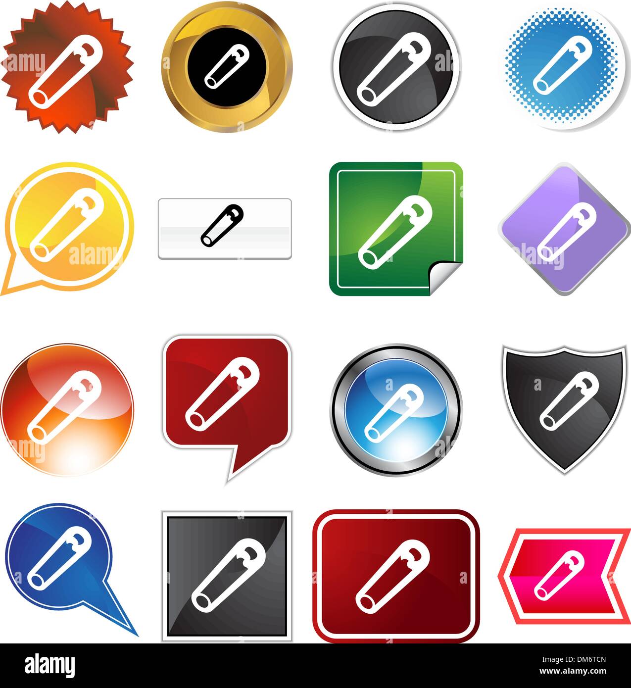 Safety Pin Icon Set Stock Vector Image & Art - Alamy