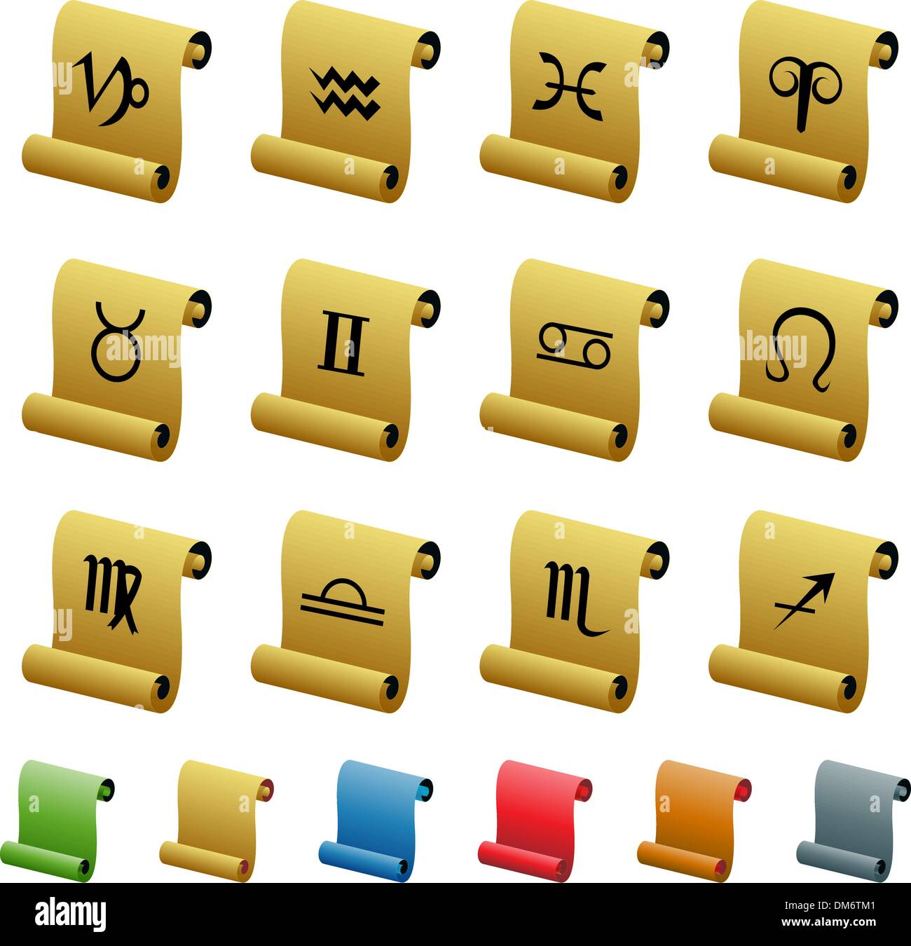Zodiac Horoscope Icons - Scroll Stock Vector Image & Art - Alamy