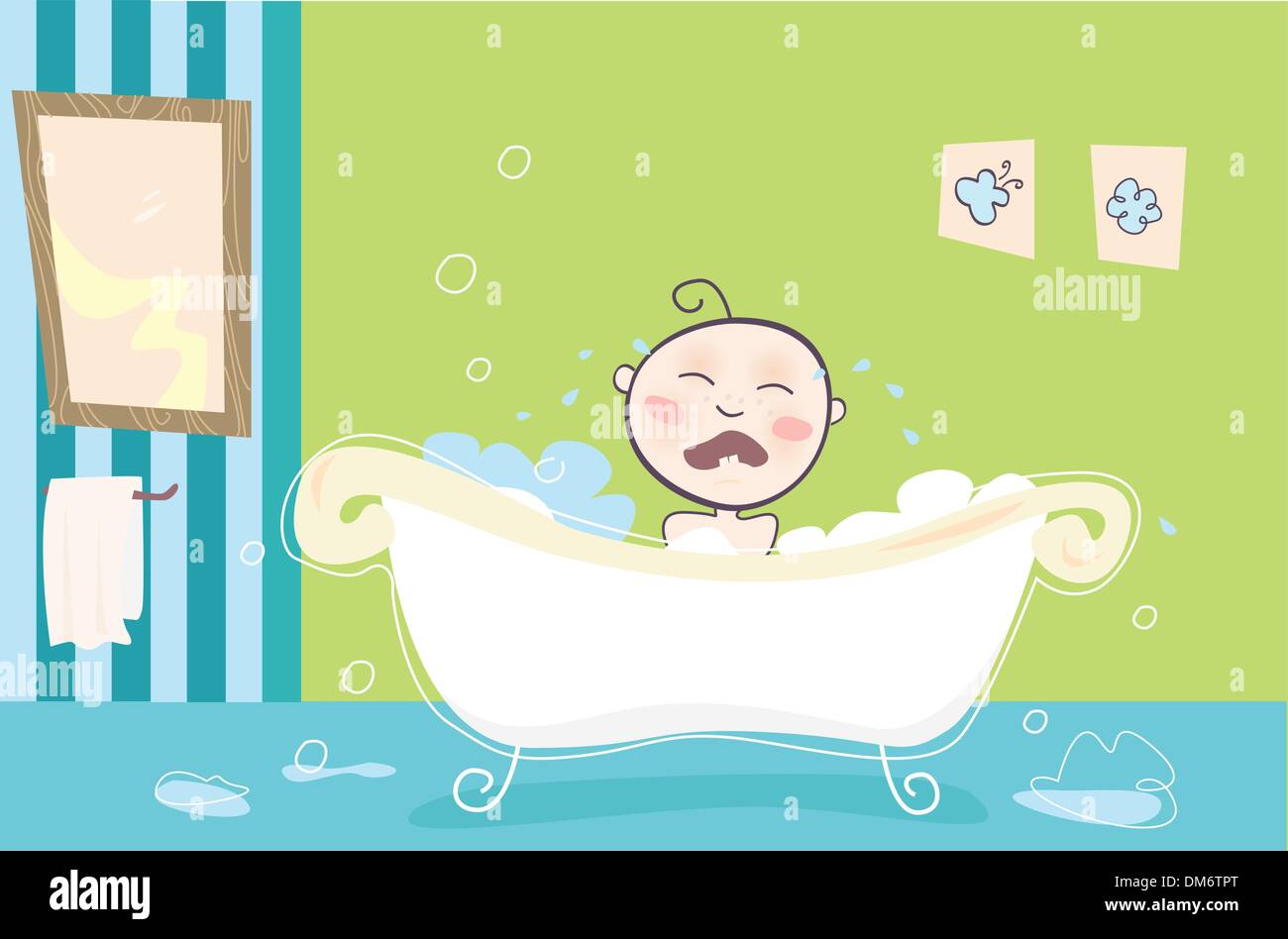 Crying boy in bath Stock Vector Image & Art - Alamy