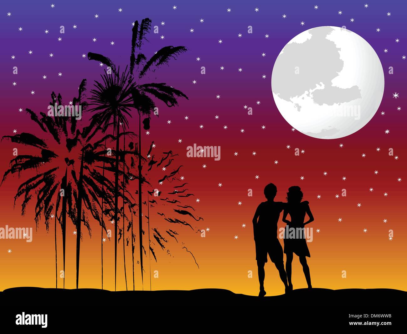 Romantic Couple On Beach Stock Vector Images Alamy