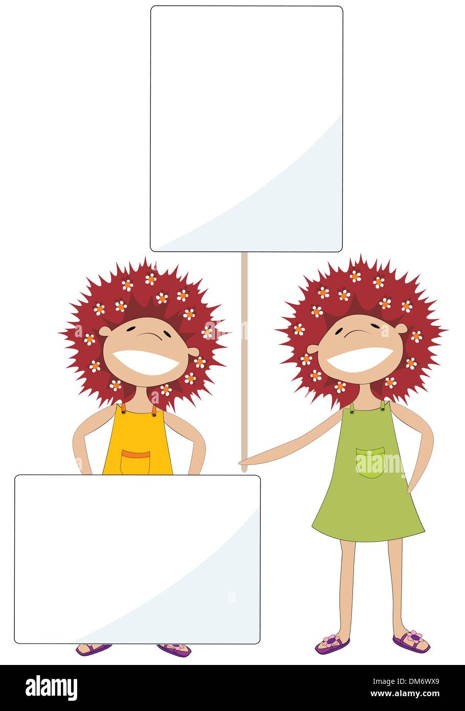 Girls with banners Stock Vector Image & Art - Alamy