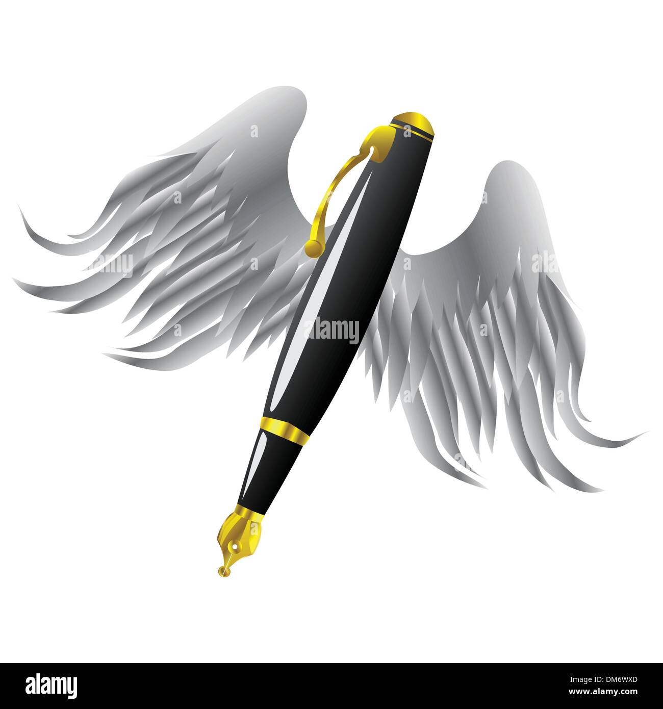 Golden pen and wings Stock Vector Image & Art - Alamy