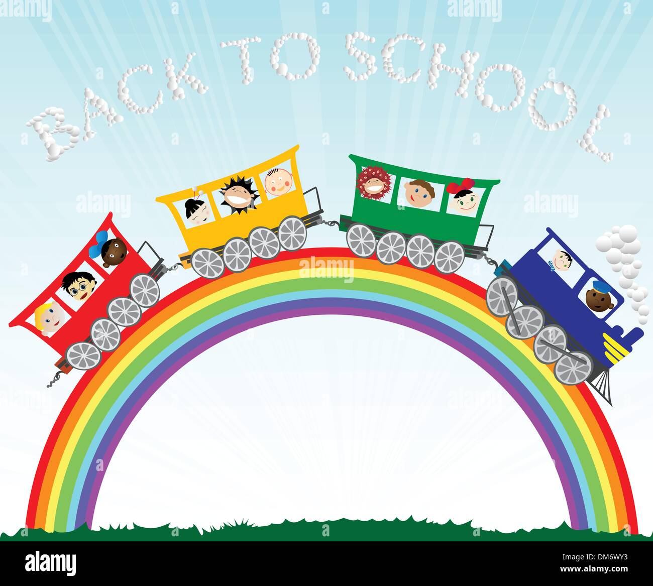 kids and rainbow Stock Vector Image & Art - Alamy