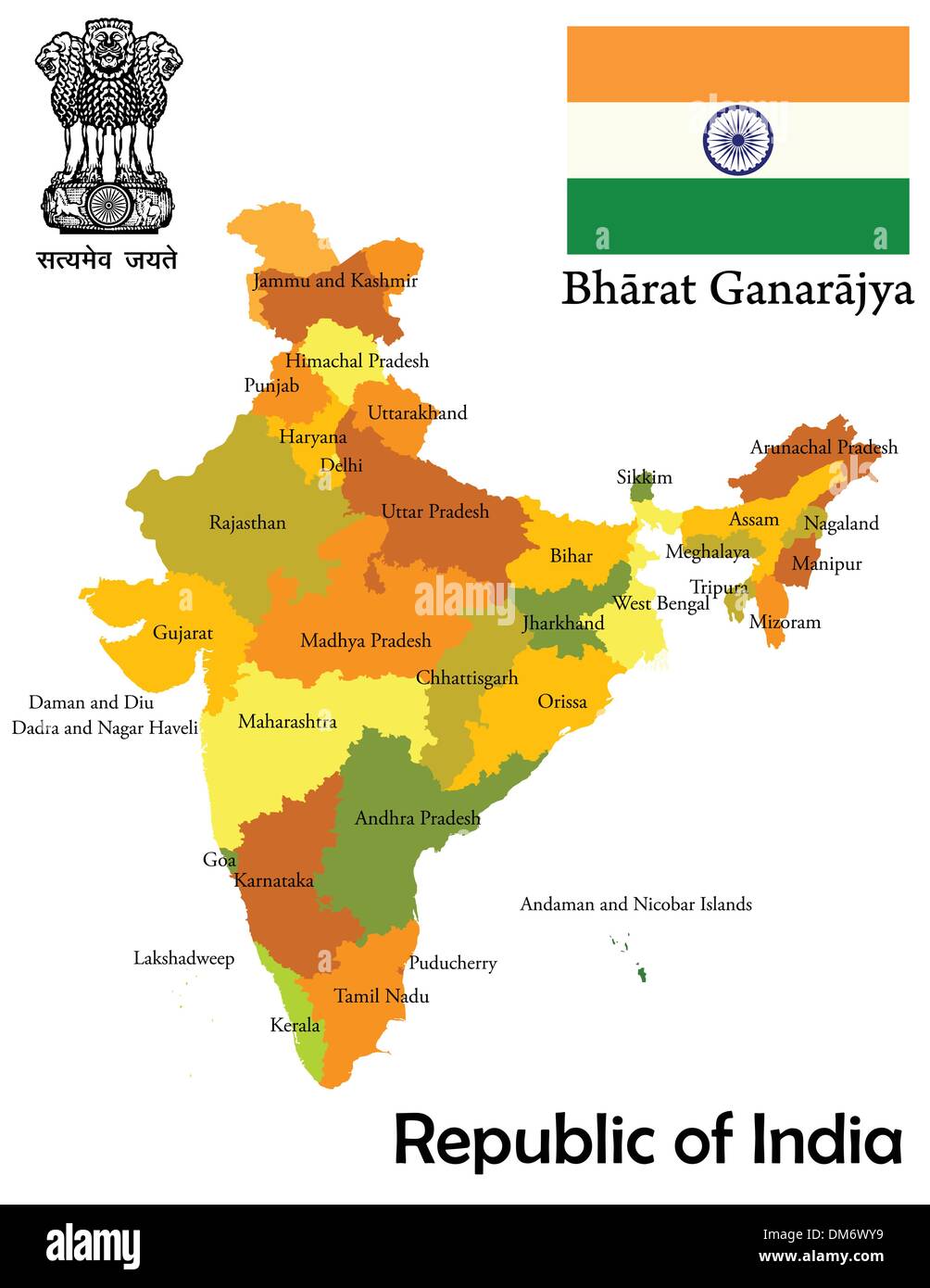 India map with flag Stock Vector Images - Alamy
