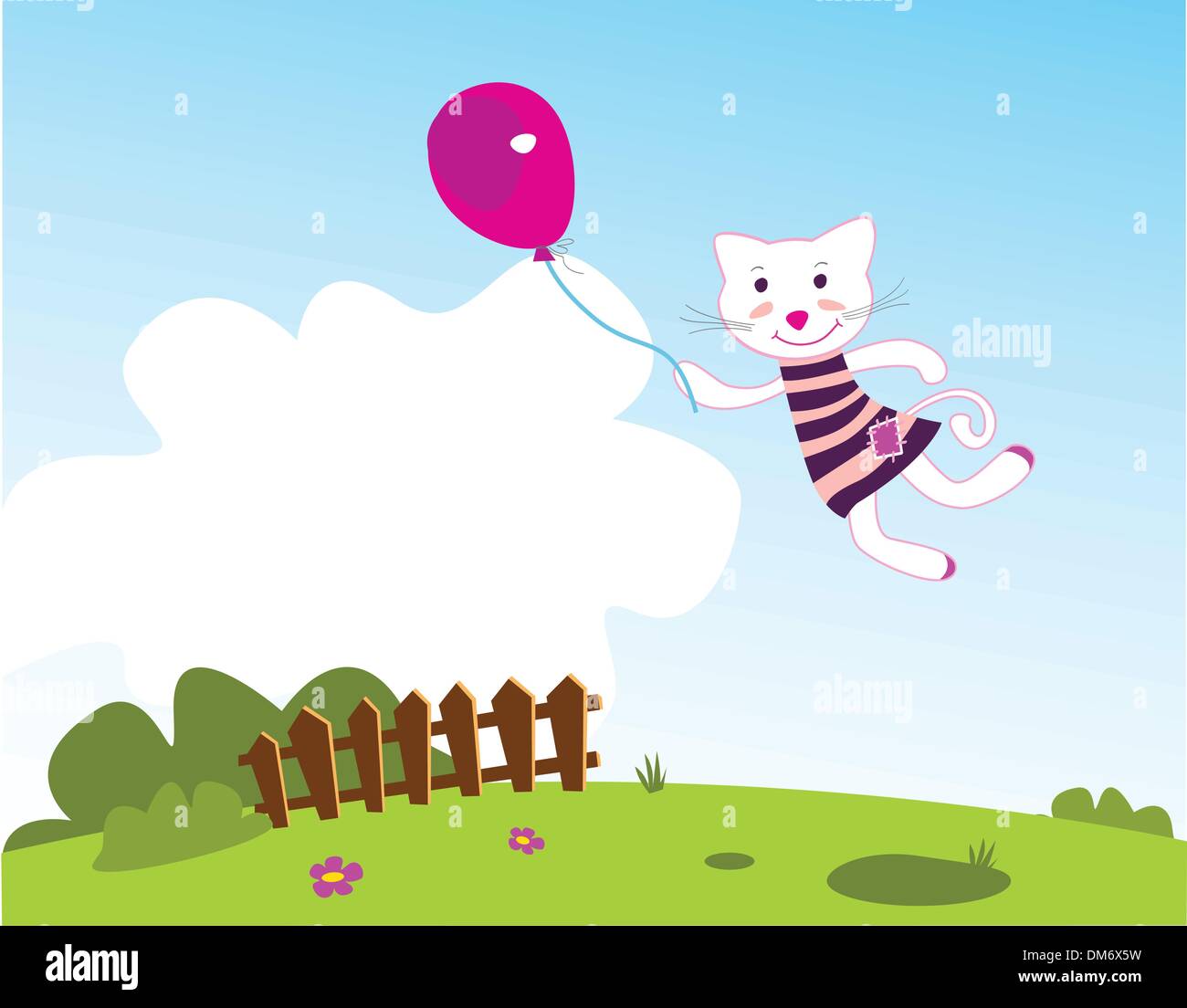 Kitten with pink flowers Stock Vector Images - Alamy