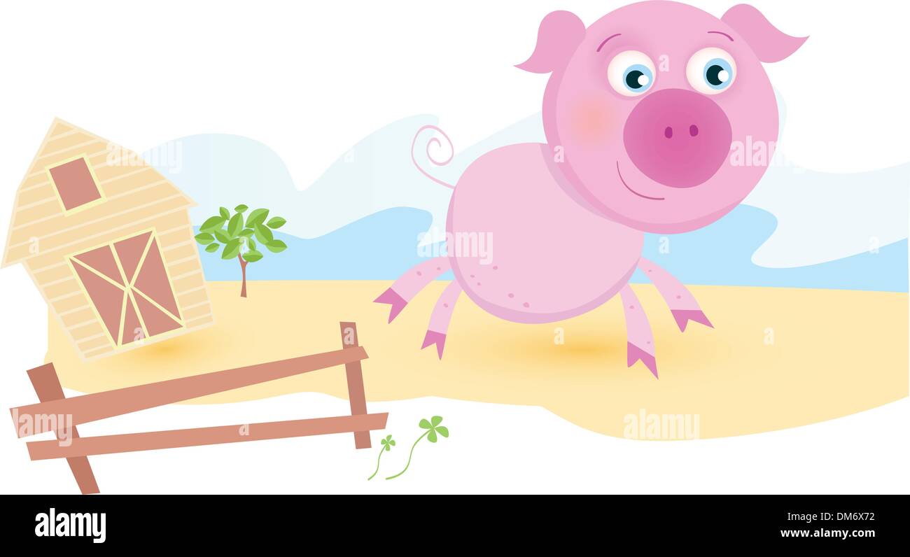 Pig on farm Stock Vector Image & Art - Alamy