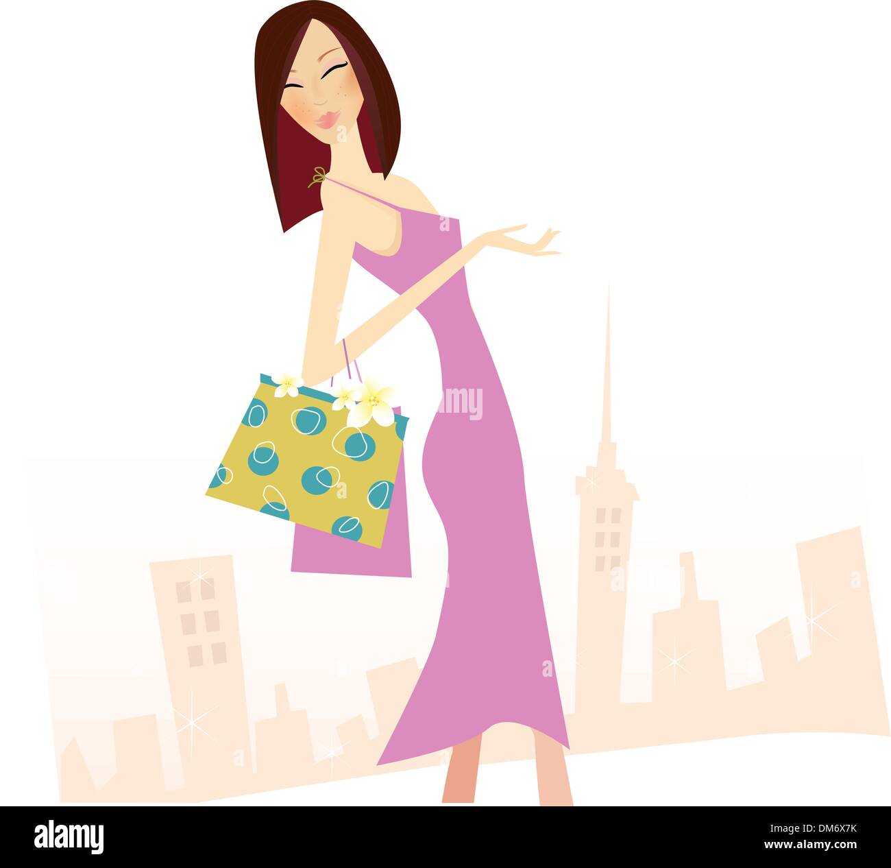Cartoon woman shopping bag big hi-res stock photography and images - Alamy