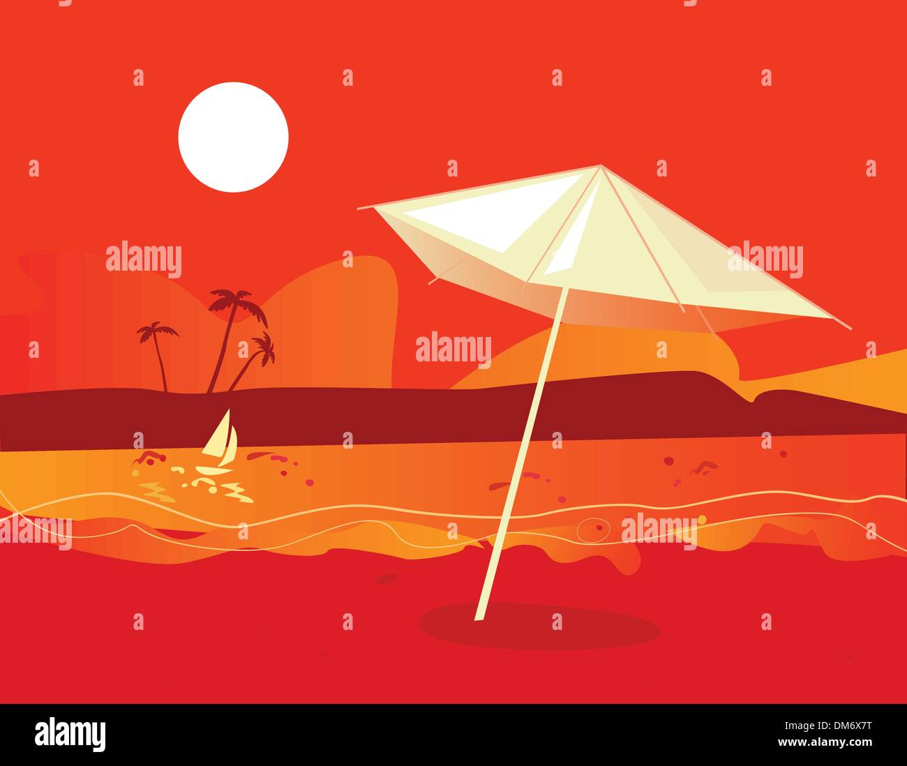 Orange color beach umbrella Stock Vector Images - Alamy