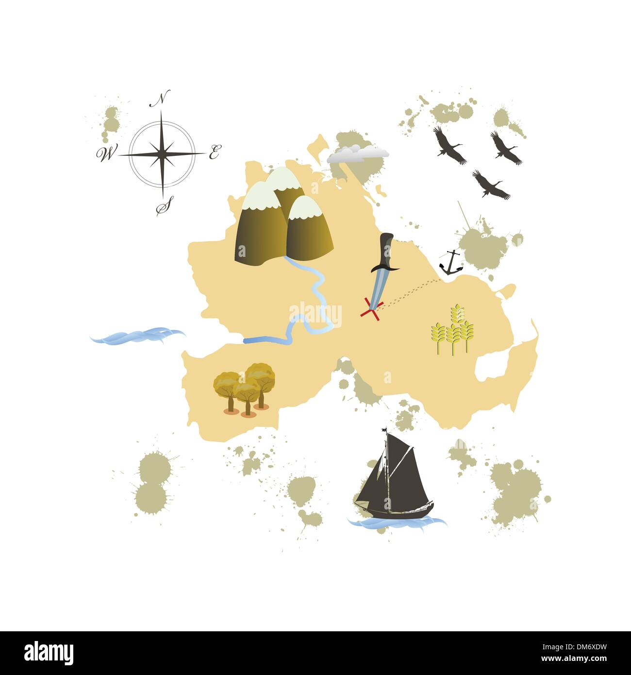 Treasure island map hi-res stock photography and images - Alamy