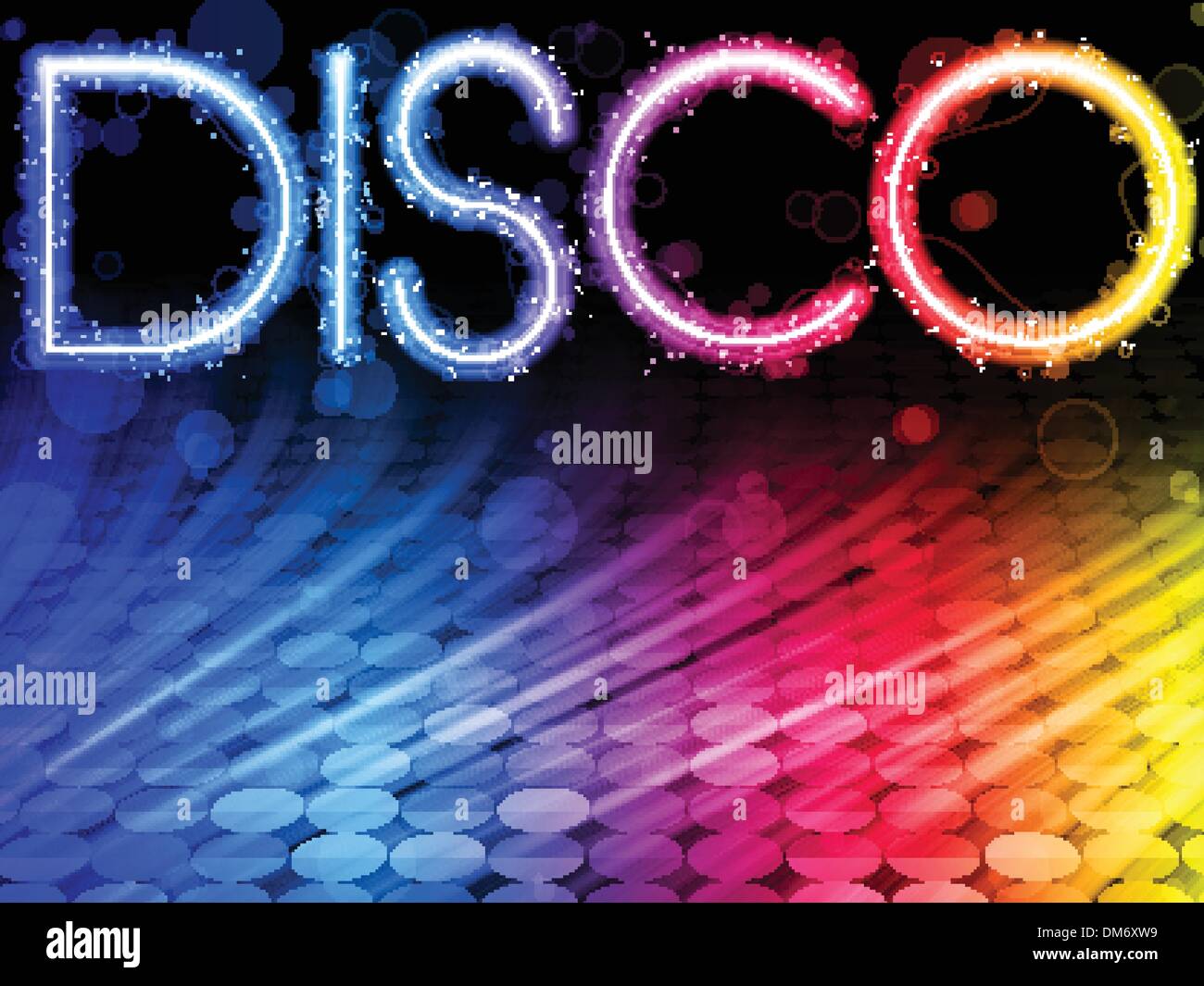 Disco Abstract Colorful Waves on Black Background Stock Vector Image ...