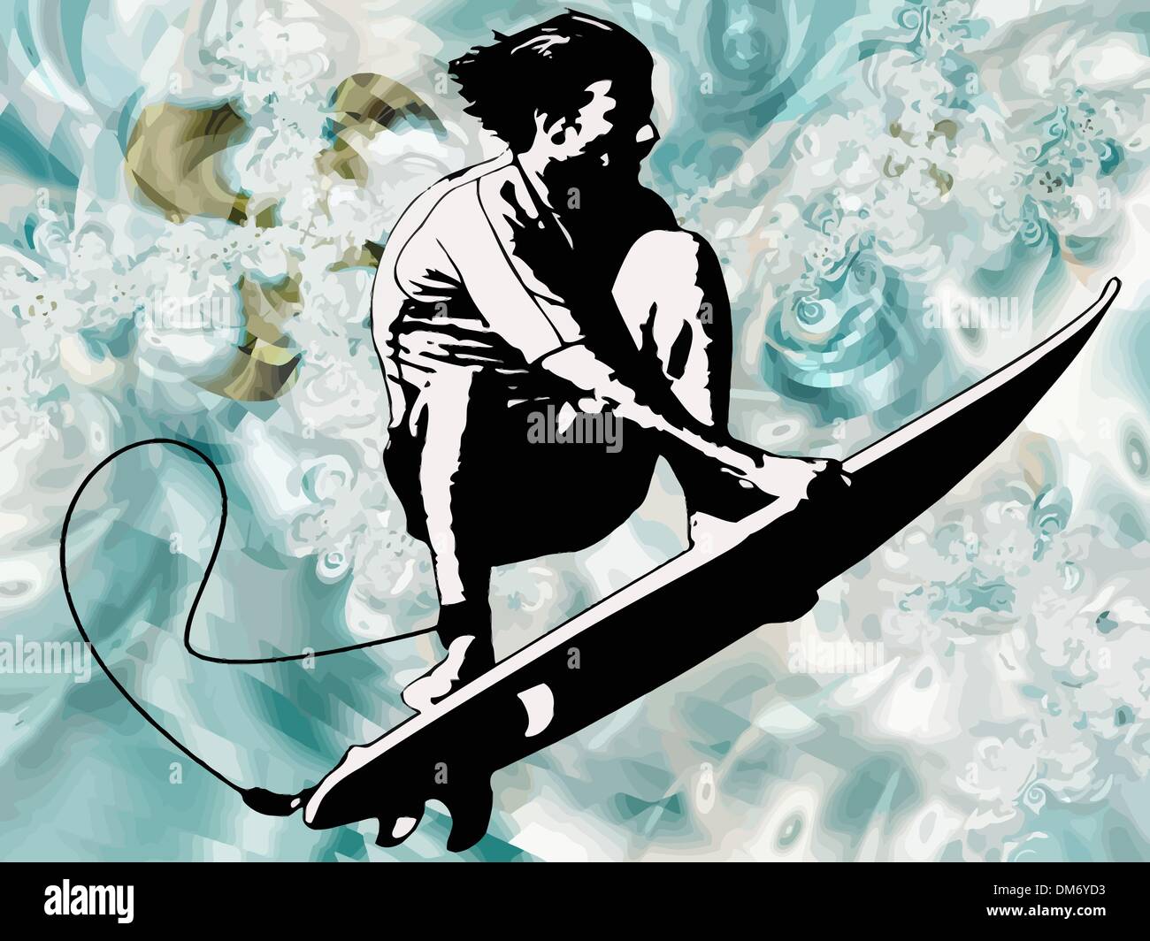 Blue wave and surfer Stock Vector Images - Alamy