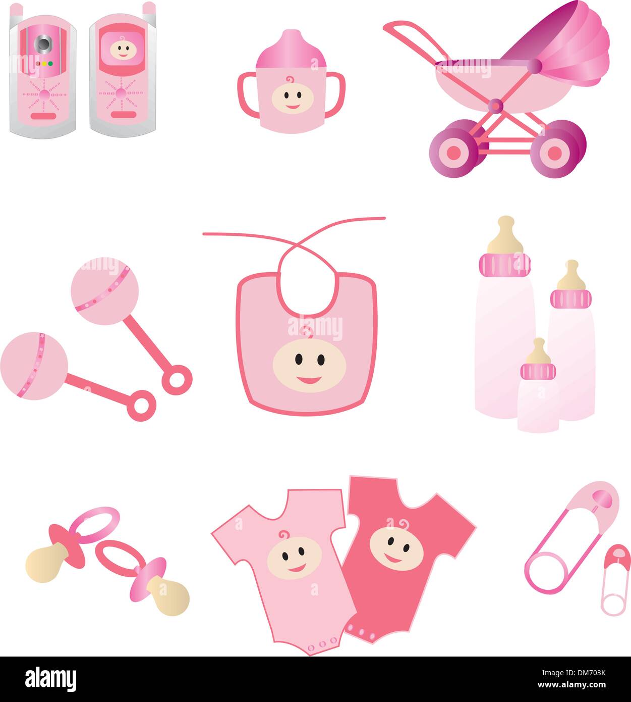 Pink Baby Icons Stock Vector Image & Art - Alamy