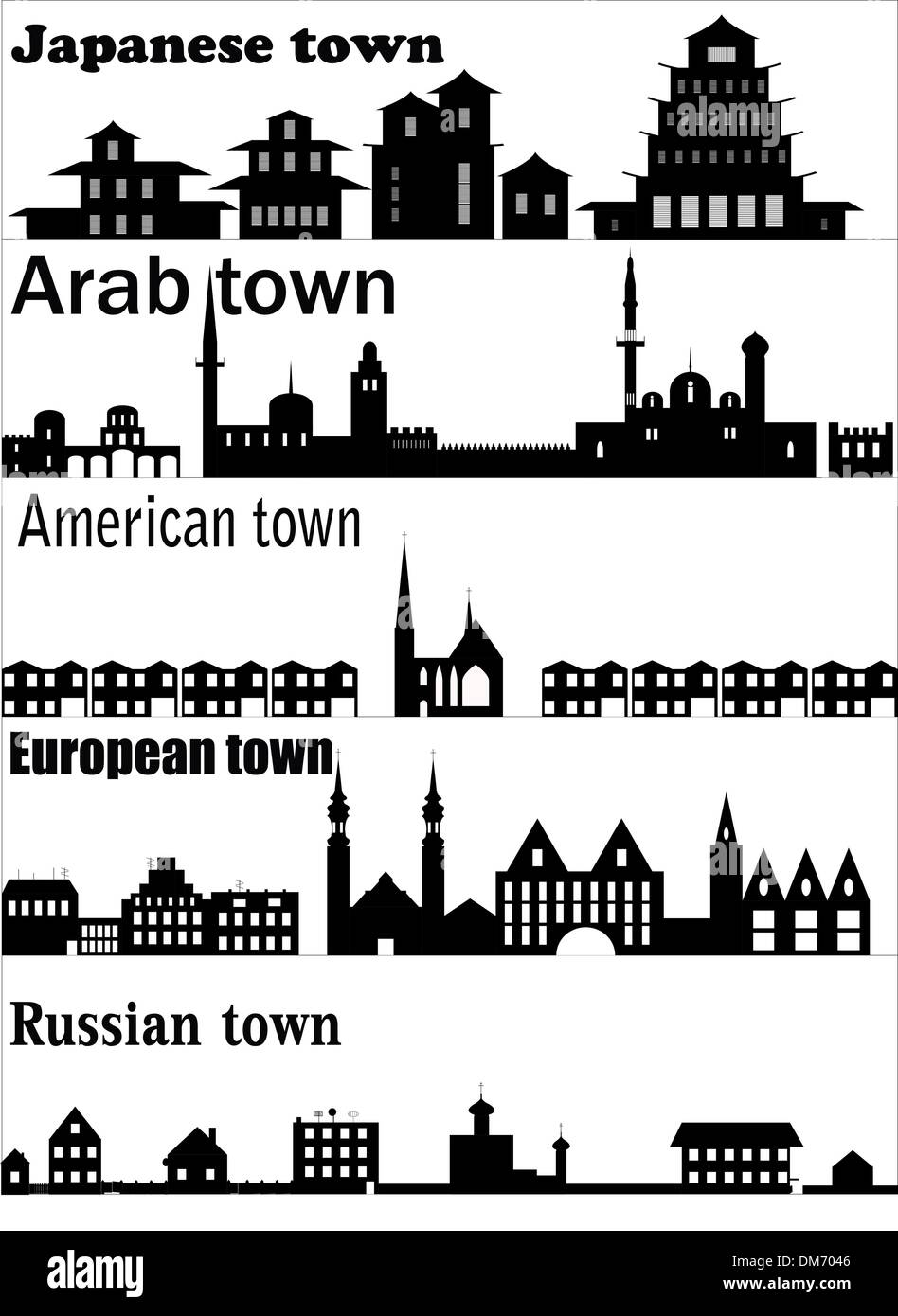 Detailed vector skylines of different towns Stock Vector Image & Art ...