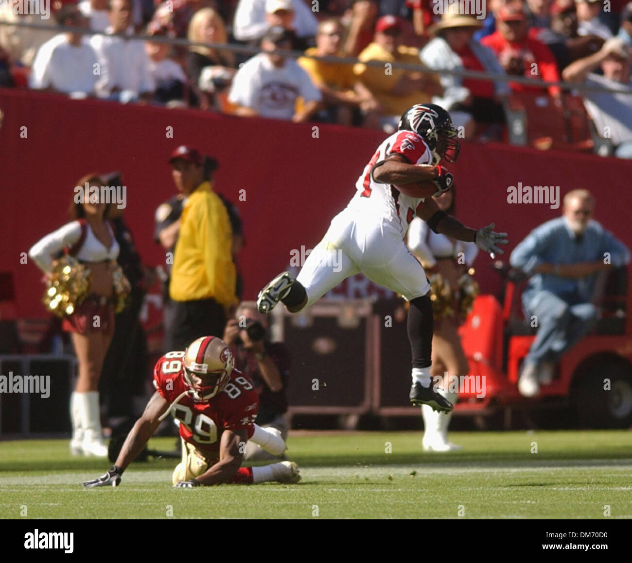 Atlanta Falccons cornerback Aaron Beasley jumps past 49ers wide ...