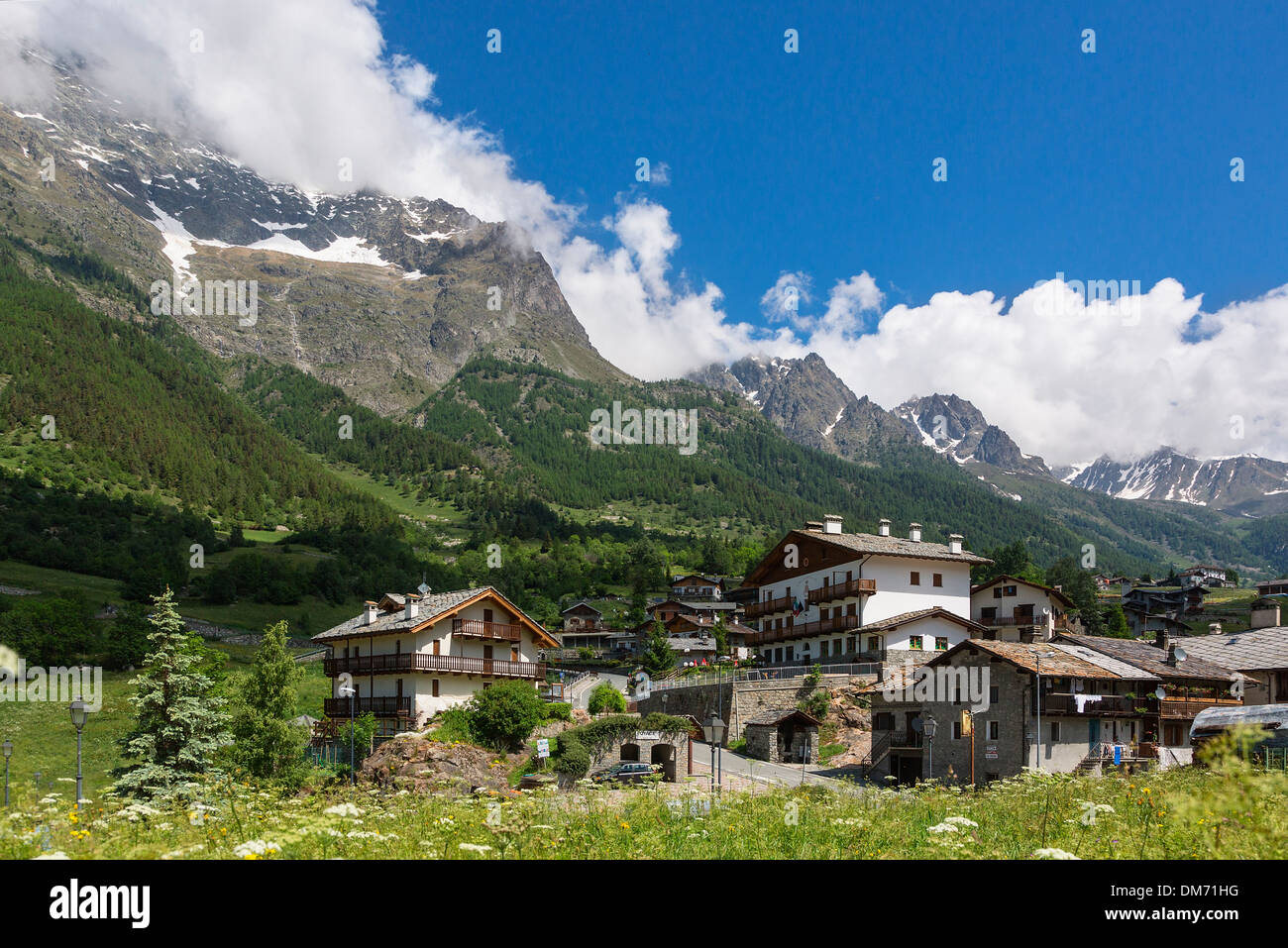 Italy, Valle d'aosta, Valpelline Valley, Oyace Village Stock Photo ...