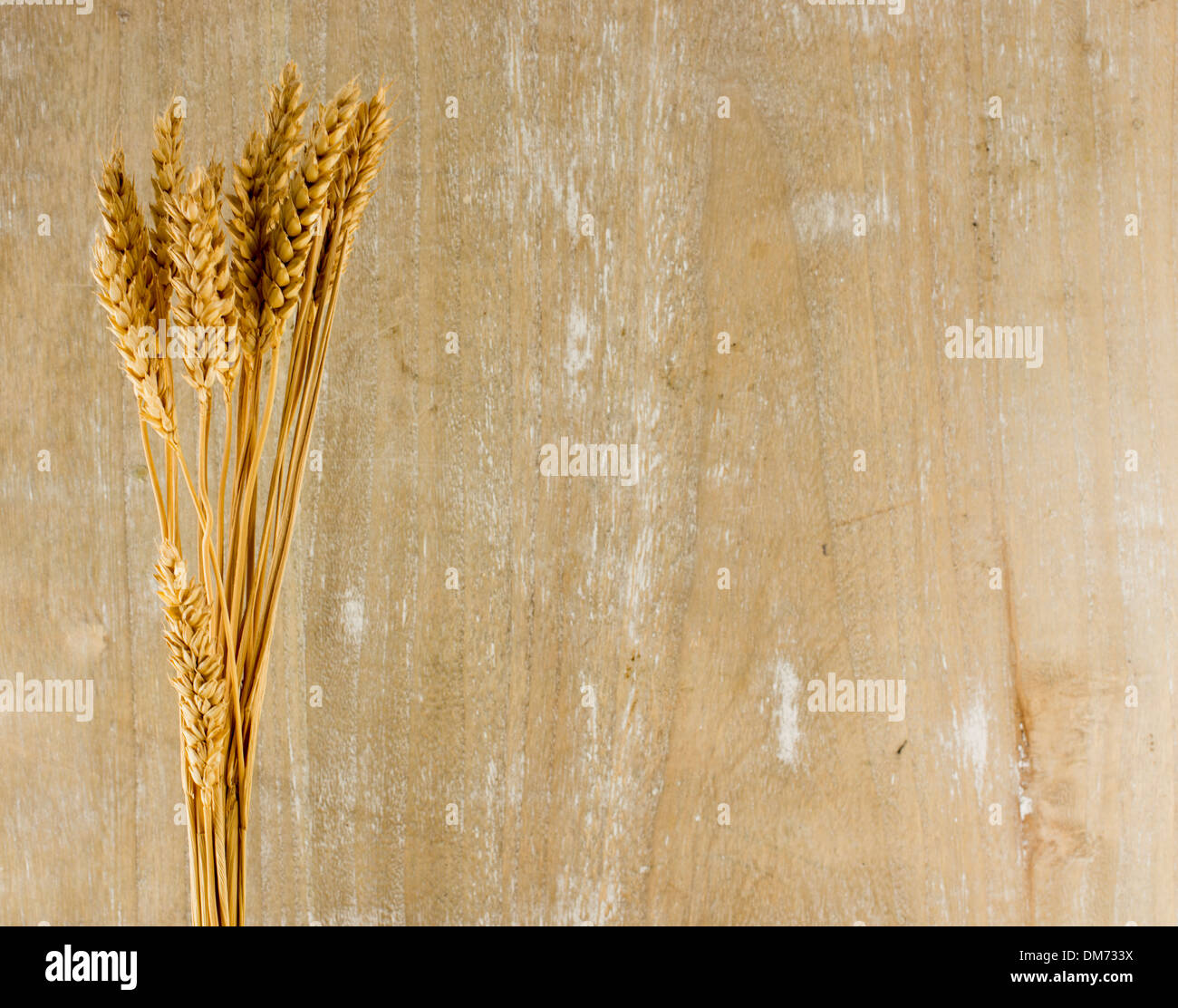 wheat plants with wooden background Stock Photo - Alamy