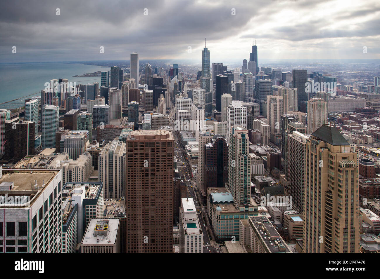 Chicago skyline on a stormy winter's day in Illinois, USA Stock Photo ...