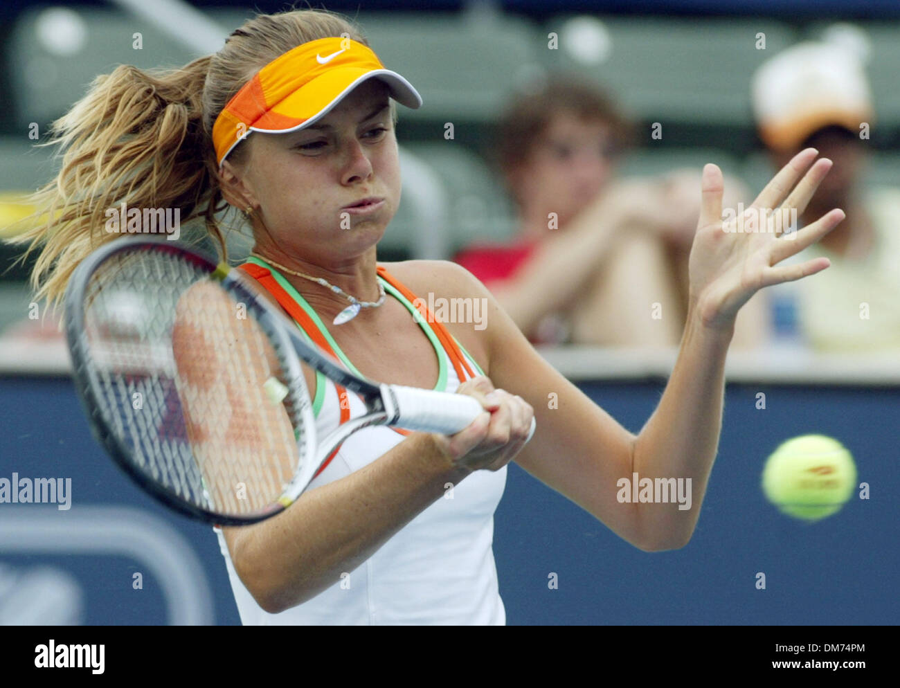 Aug 12, 2005; Carson, CA, USA; DANIELA HANTUCHOVA of Slovakia makes a ...