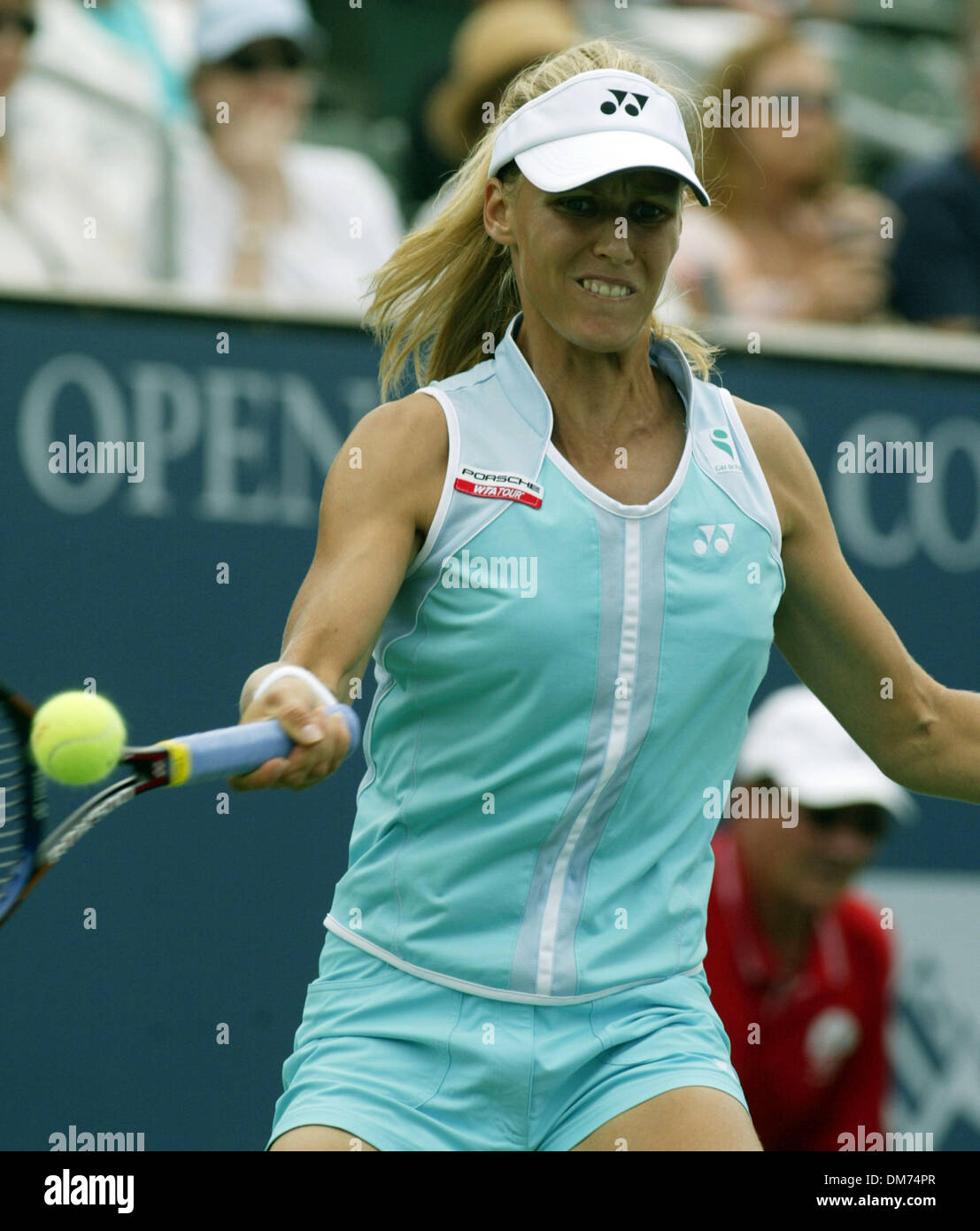 Aug 12, 2005; Carson, CA, USA; ELENA DEMENTIEVA of Russia makes a ...