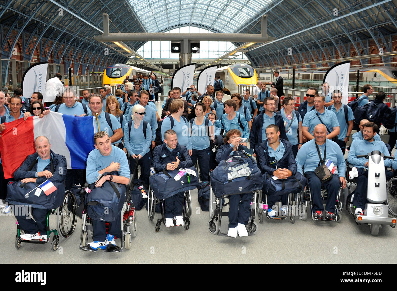 The French Paralympic team arrive at King's Cross St Pancras ...
