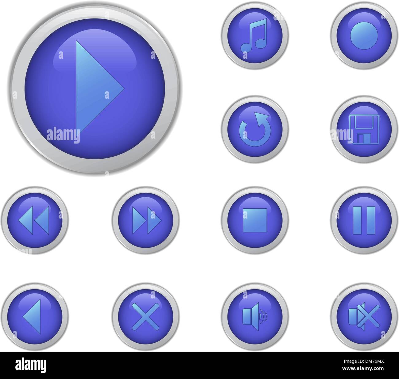 Blue media buttons set Stock Vector Image & Art - Alamy