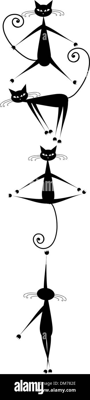 Pyramid with black cats silhouette for your design Stock Vector Image ...