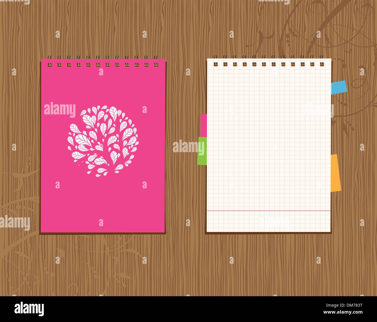 Notebook Cover And Page Design Wooden Background Stock Recycled Paper ...