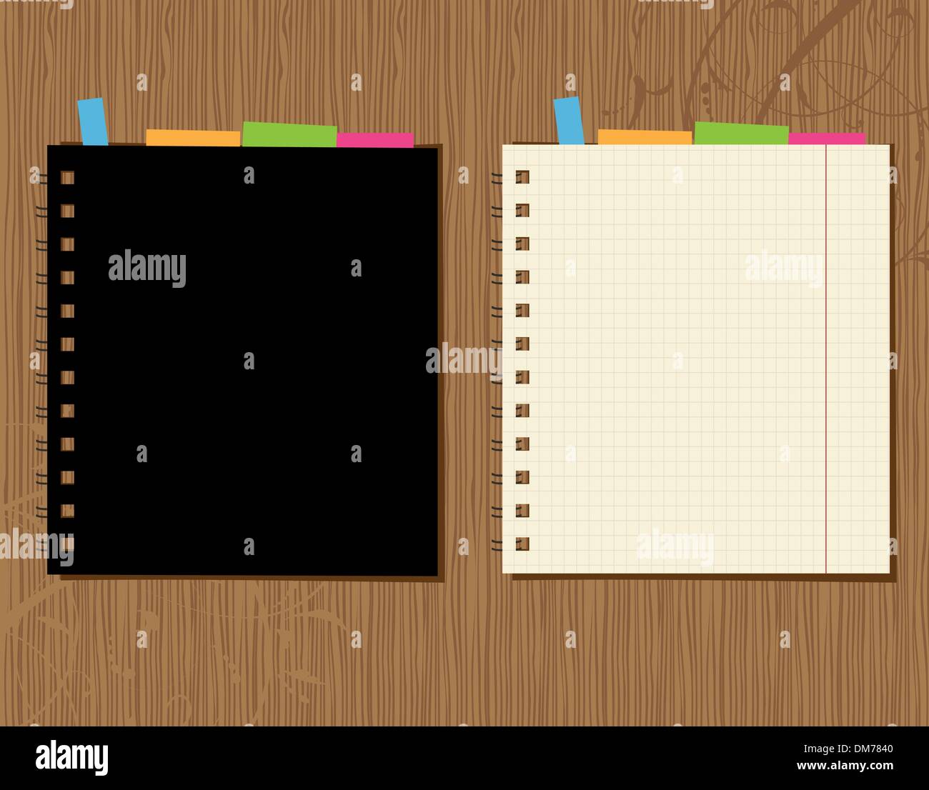 Notebook Cover And Page Design Wooden Background Stock Recycled Paper ...