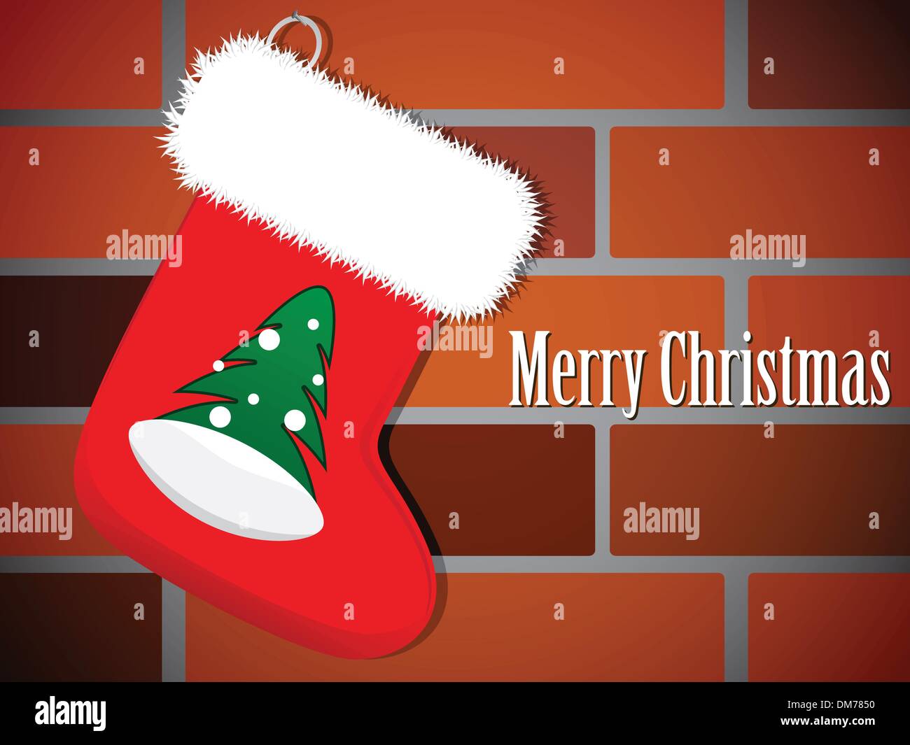 Christmas stocking on fireplace Stock Vector Images - Alamy