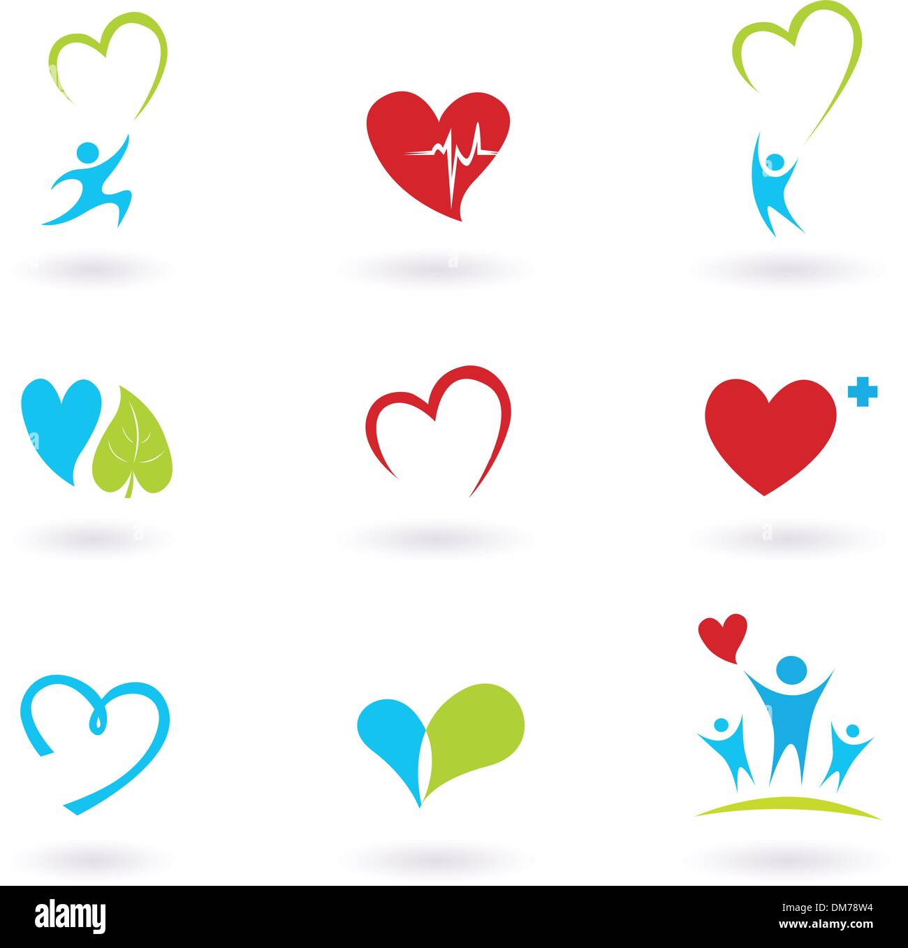 Cardiogram and pulse vector symbols with heart shape medical cardiogram ...