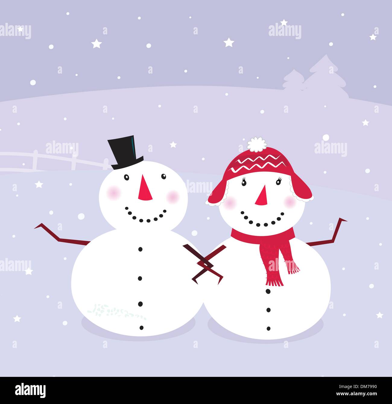 Winter day: Snowman & Snow - woman Stock Vector Image & Art - Alamy