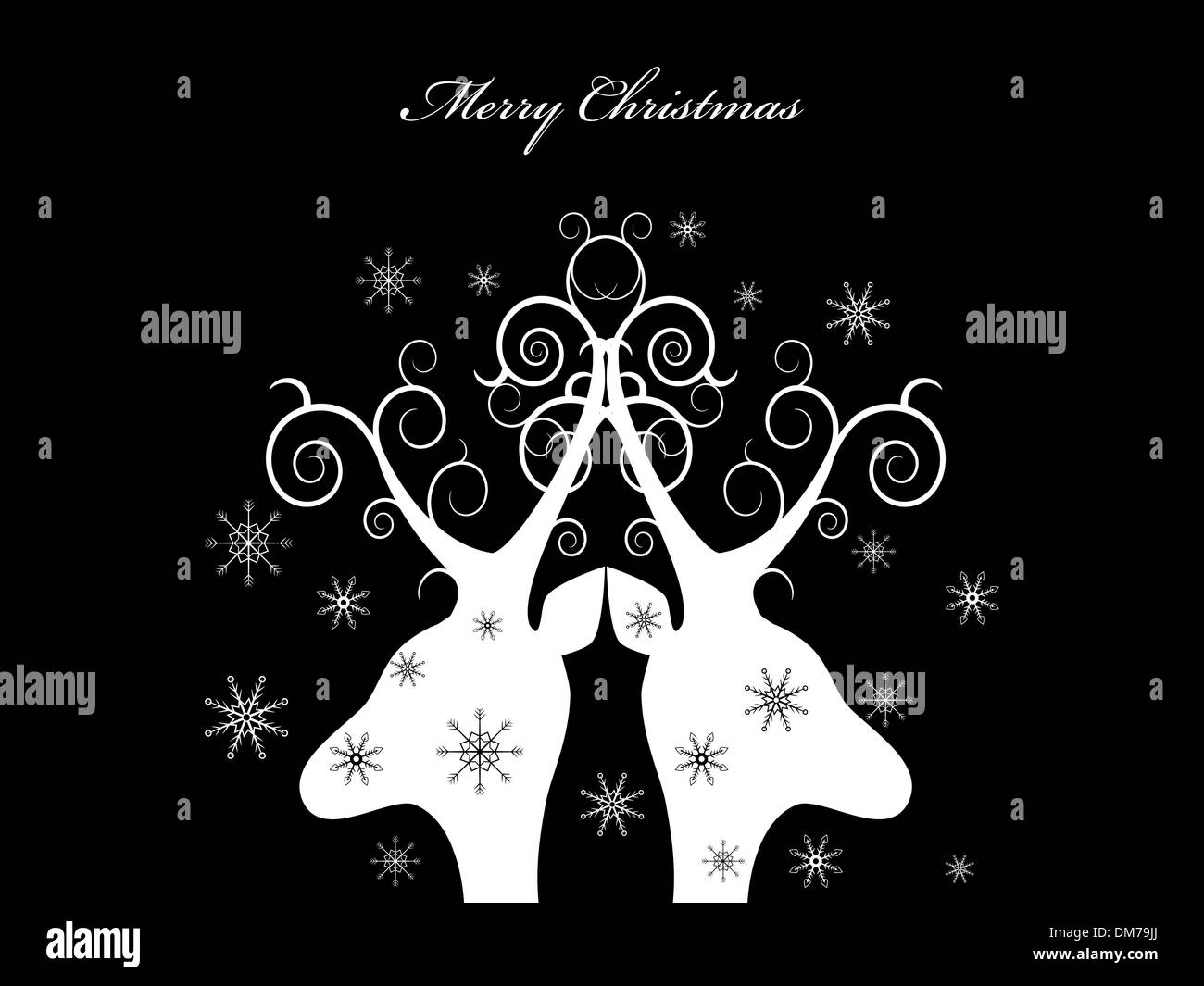 Christmas card design deer vector Black and White Stock Photos & Images ...