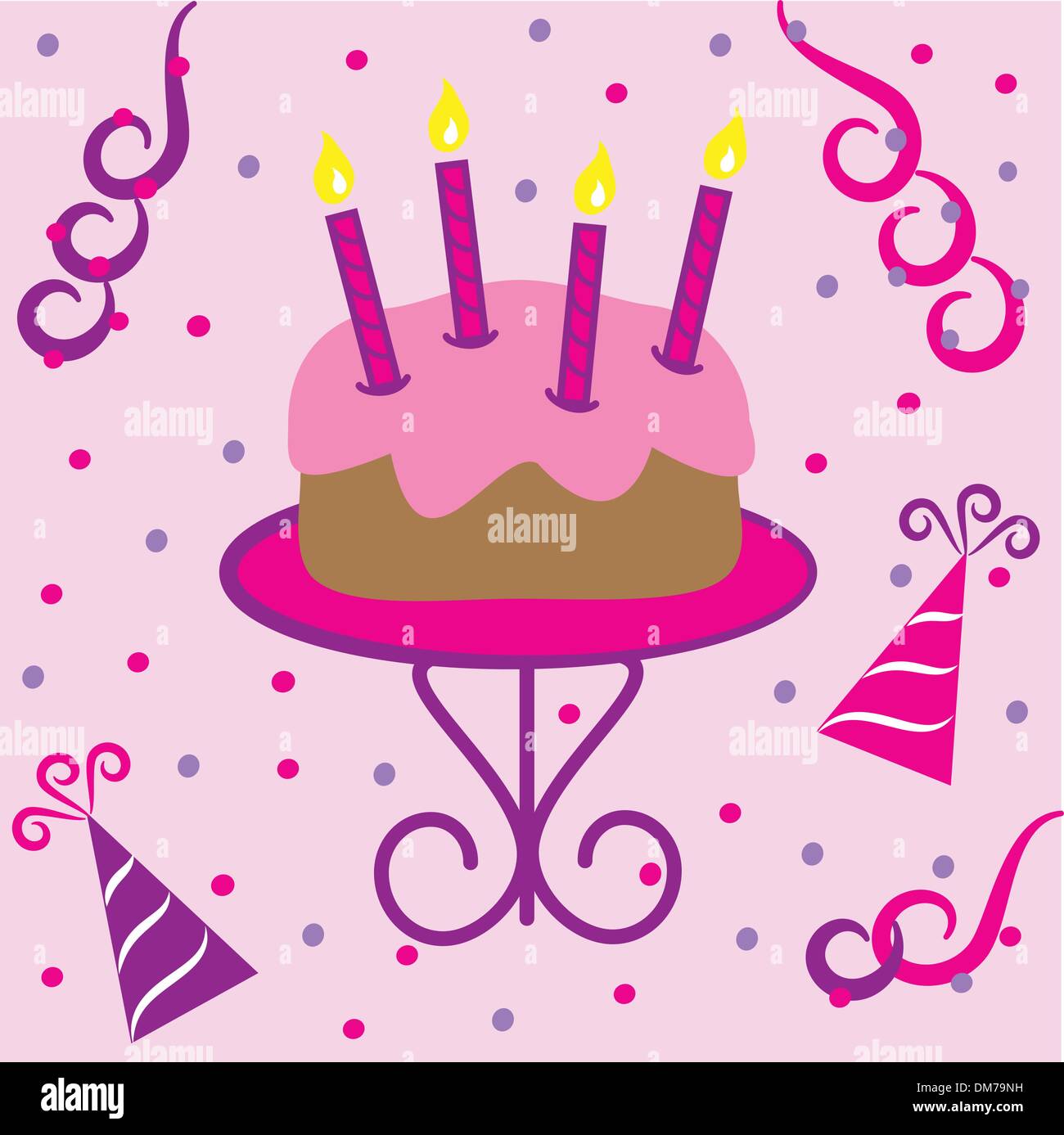 Birthday pink cake background Stock Vector Images - Alamy