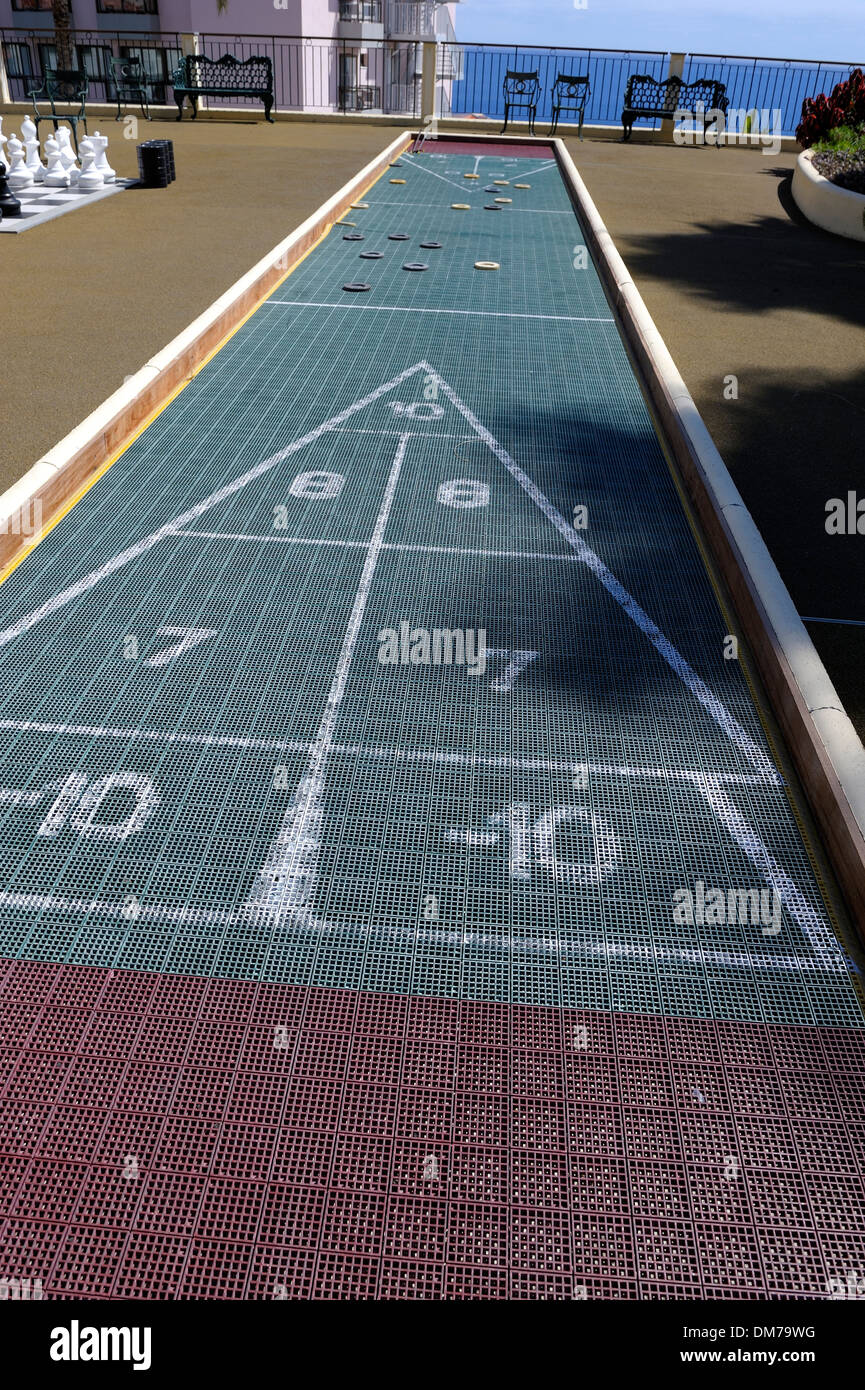 Madeira Portugal. Shuffleboard in a hotel adult play area Stock Photo ...