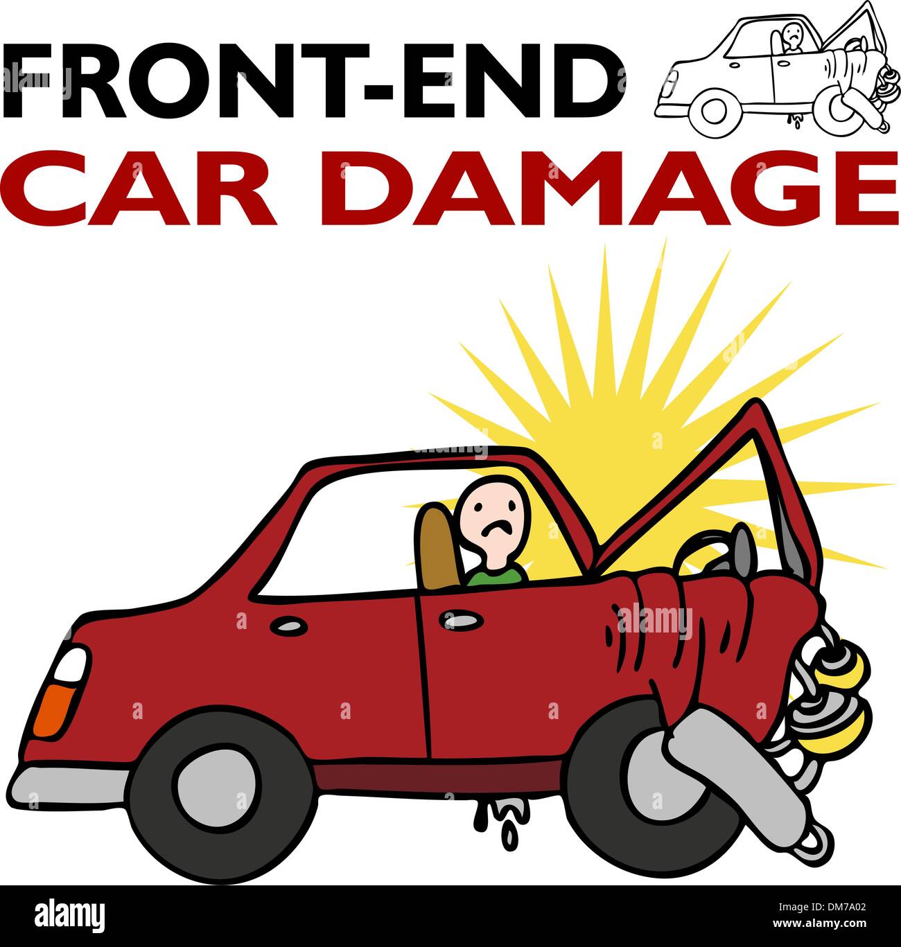 Smashed front end car Stock Vector Images - Alamy