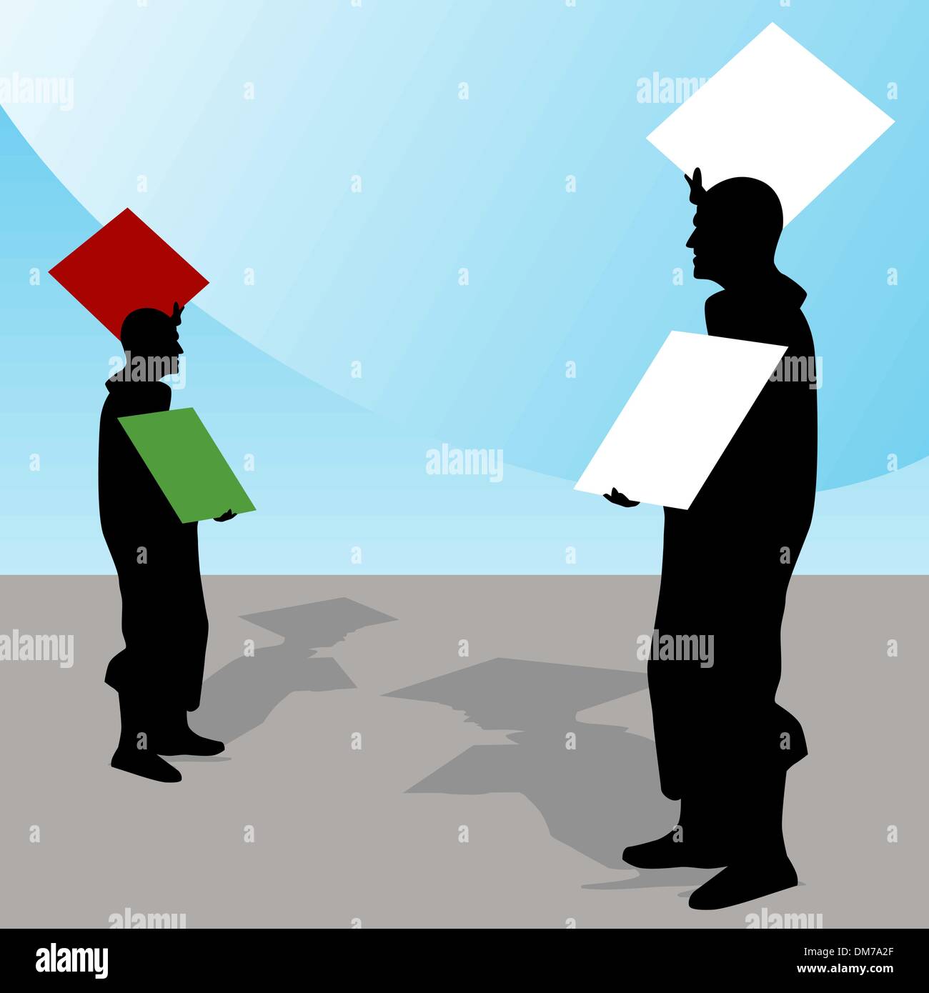 Man Holding Two Signs Stock Vector Image & Art - Alamy