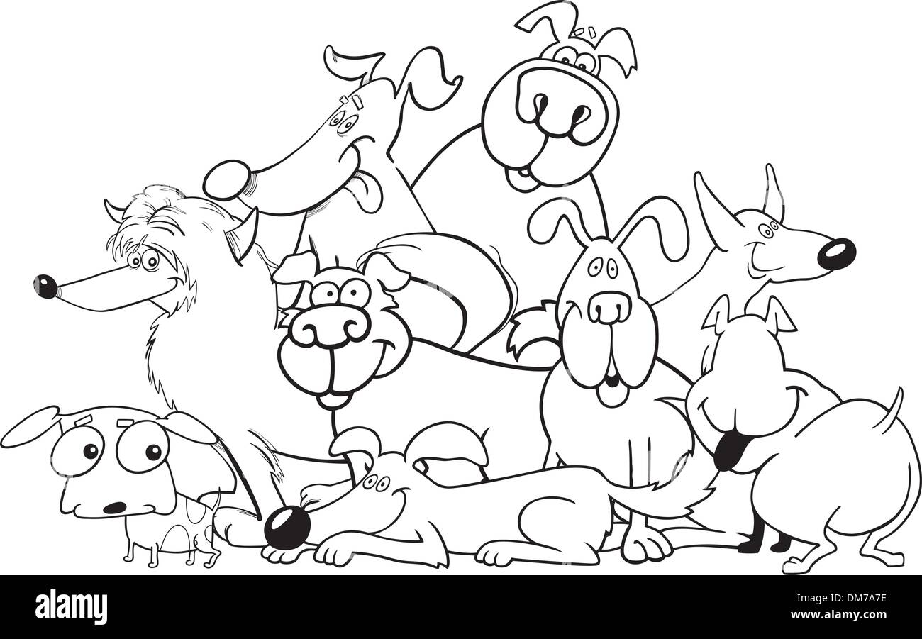 cartoon dogs group for coloring book Stock Vector Image & Art - Alamy