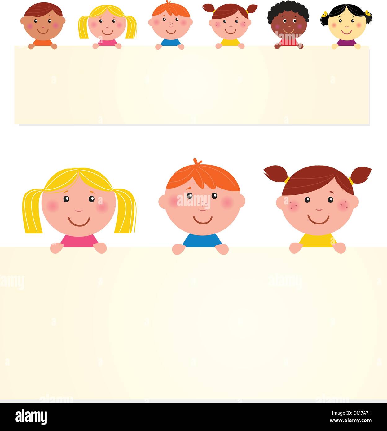 Cute multicultural kids holding banner with blank message sign Stock ...
