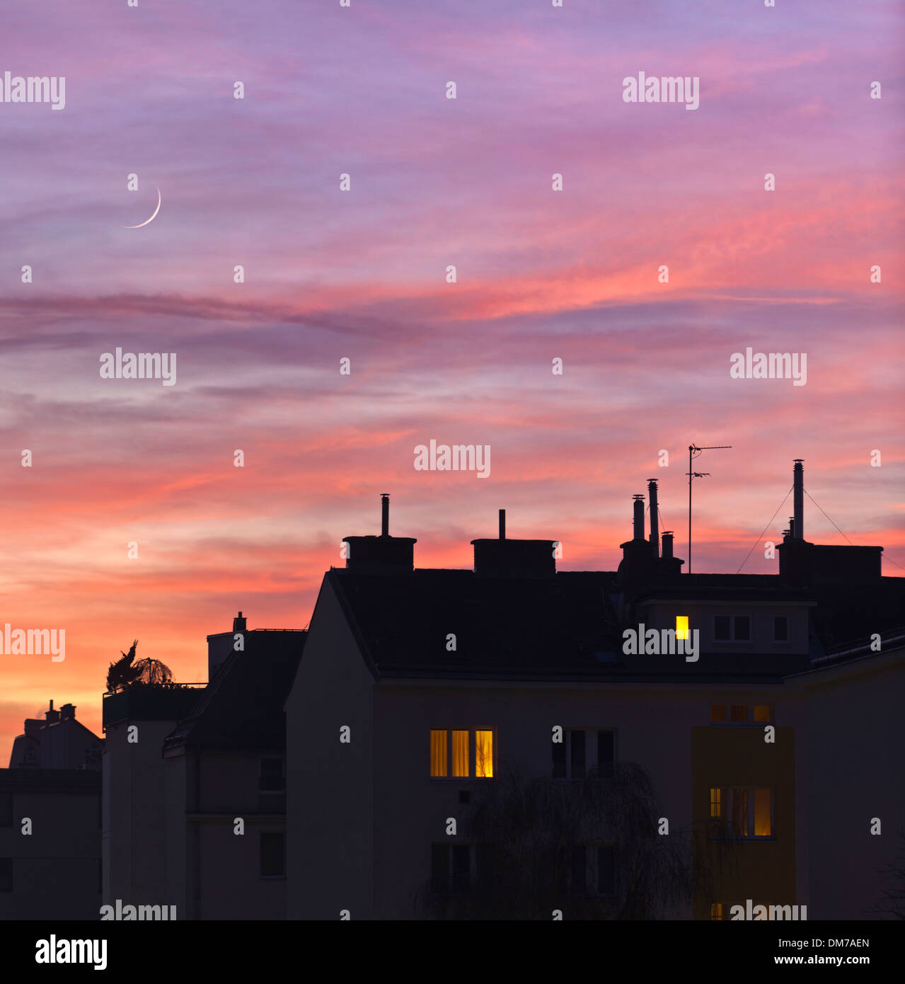 Rooftops night hi-res stock photography and images - Alamy