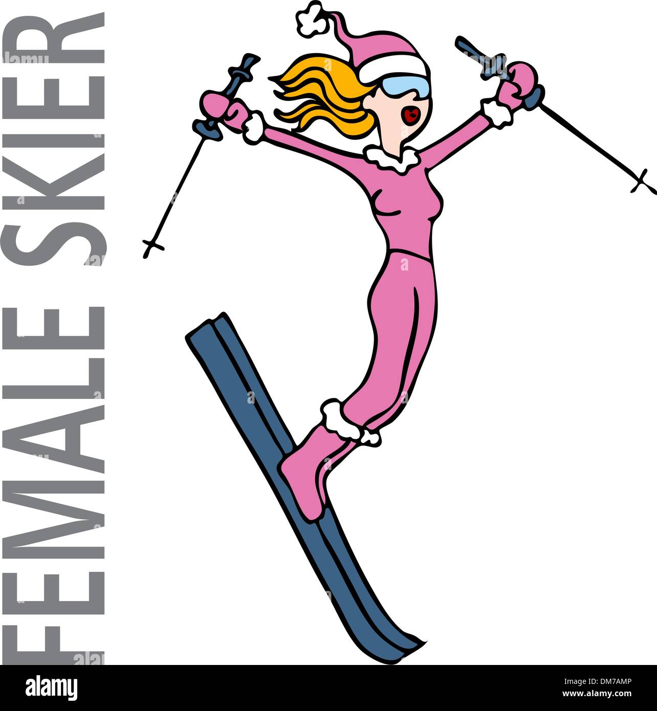 Female skier jumping Stock Vector Images - Alamy
