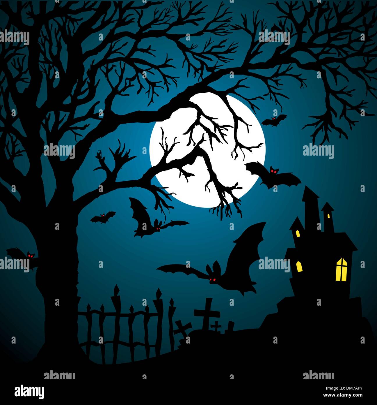 Halloween vector illustration scene Stock Vector Image & Art - Alamy
