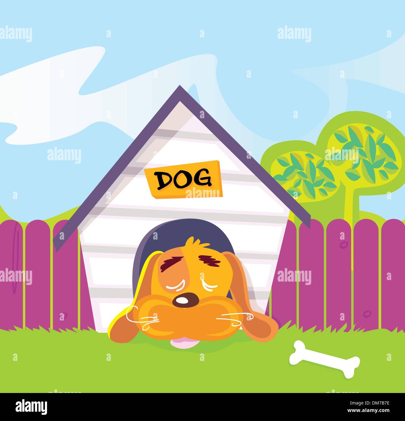 Dog sleeping in dog house Stock Vector Image & Art - Alamy