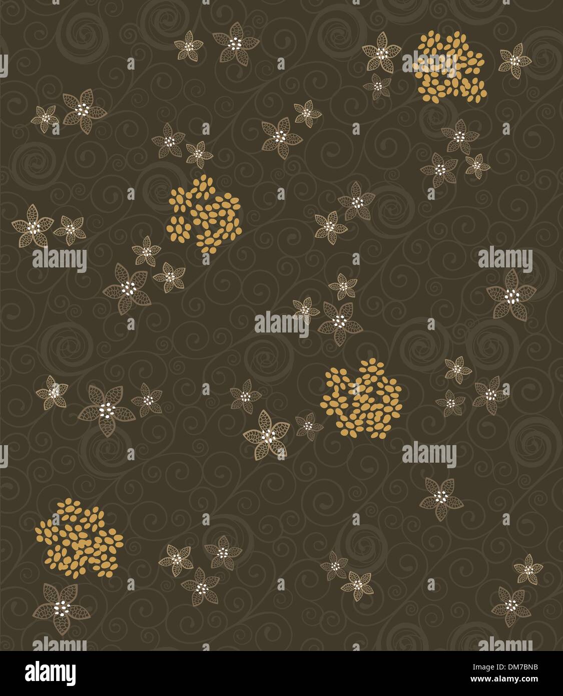Brown swirls and flowers pattern Stock Vector Image & Art - Alamy