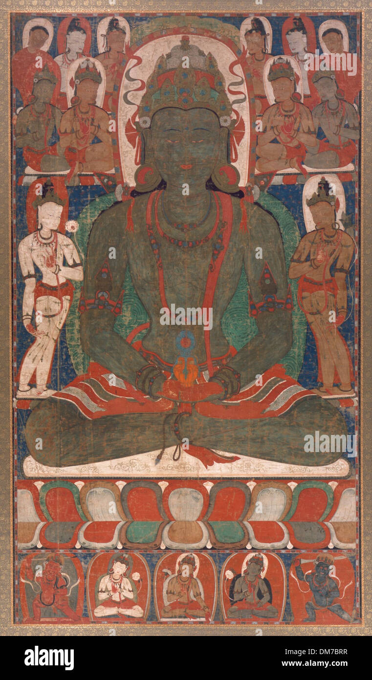 This artwork depicts the figure of Karma Amitayus, part of a mandala ...