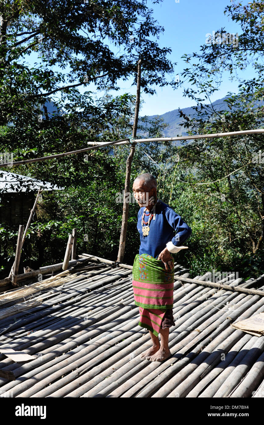 India, Arunachal Pradesh, Tirap region, Khonsa, Nocte tribe woman Stock ...