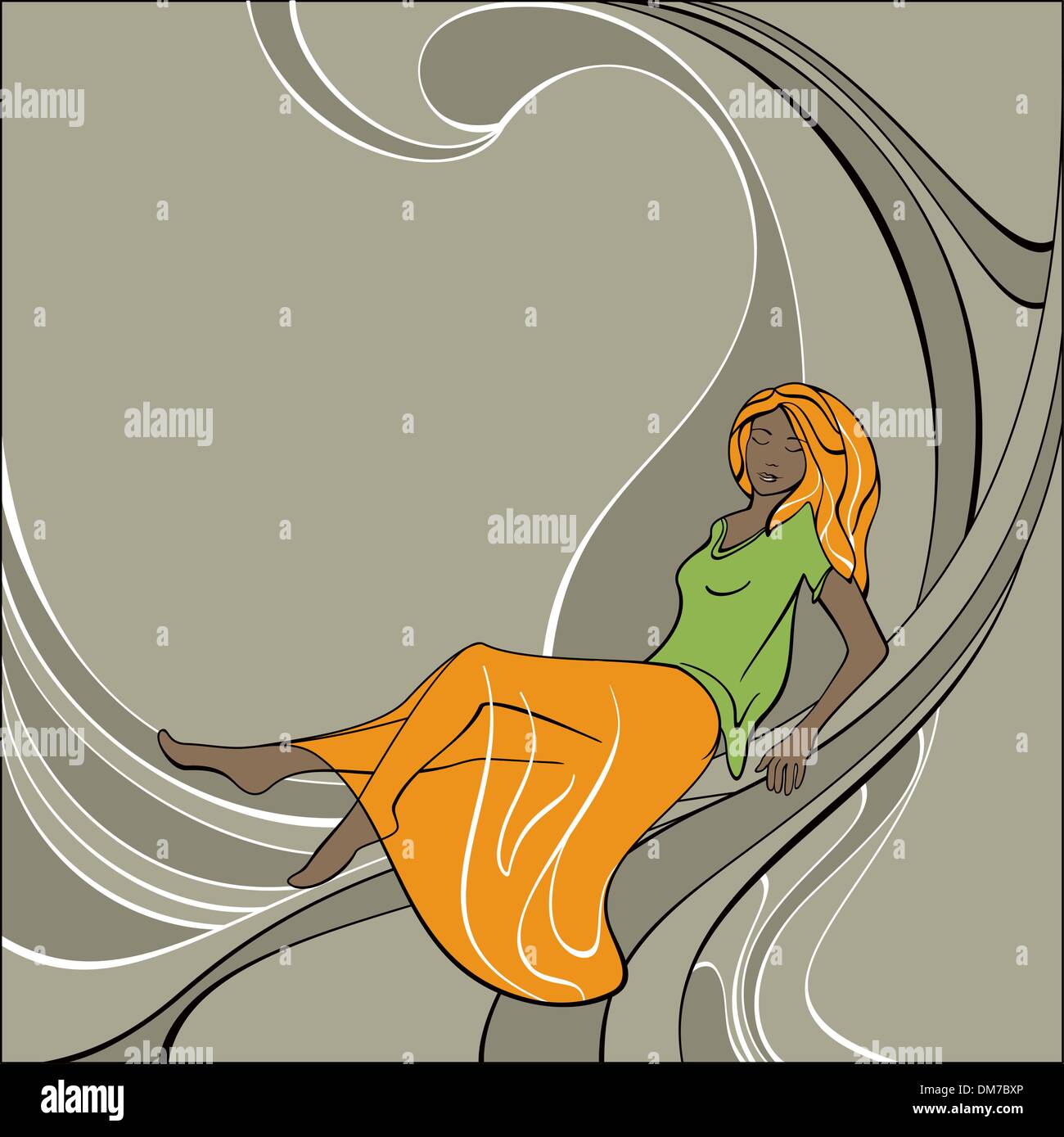 romantic card with pretty girl Stock Vector Image & Art - Alamy