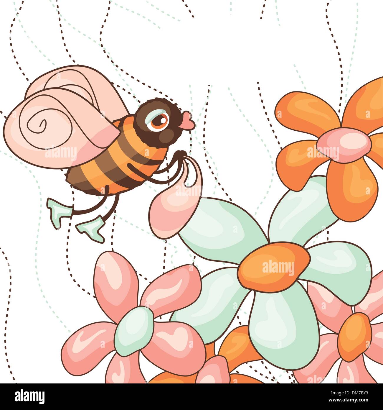 vector cute bee collects nectar Stock Vector Image & Art - Alamy